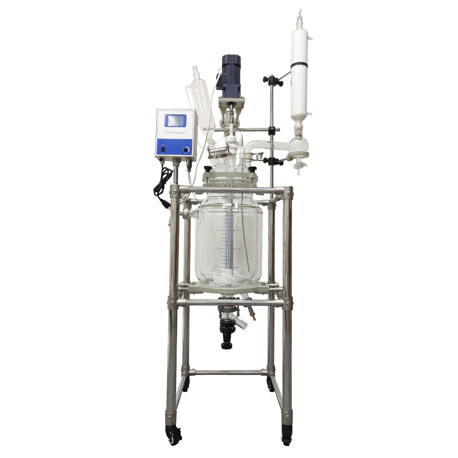 20L Jacketed Reactor 110V Double-Layer Glass Reactor Laboratory ...