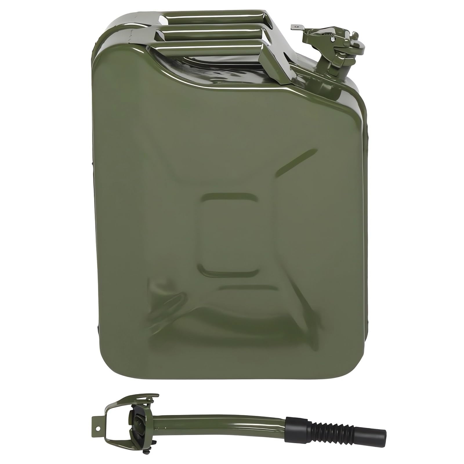 20L Portable Fuel Storage Can with Spout, Heavy Duty Metal Container ...