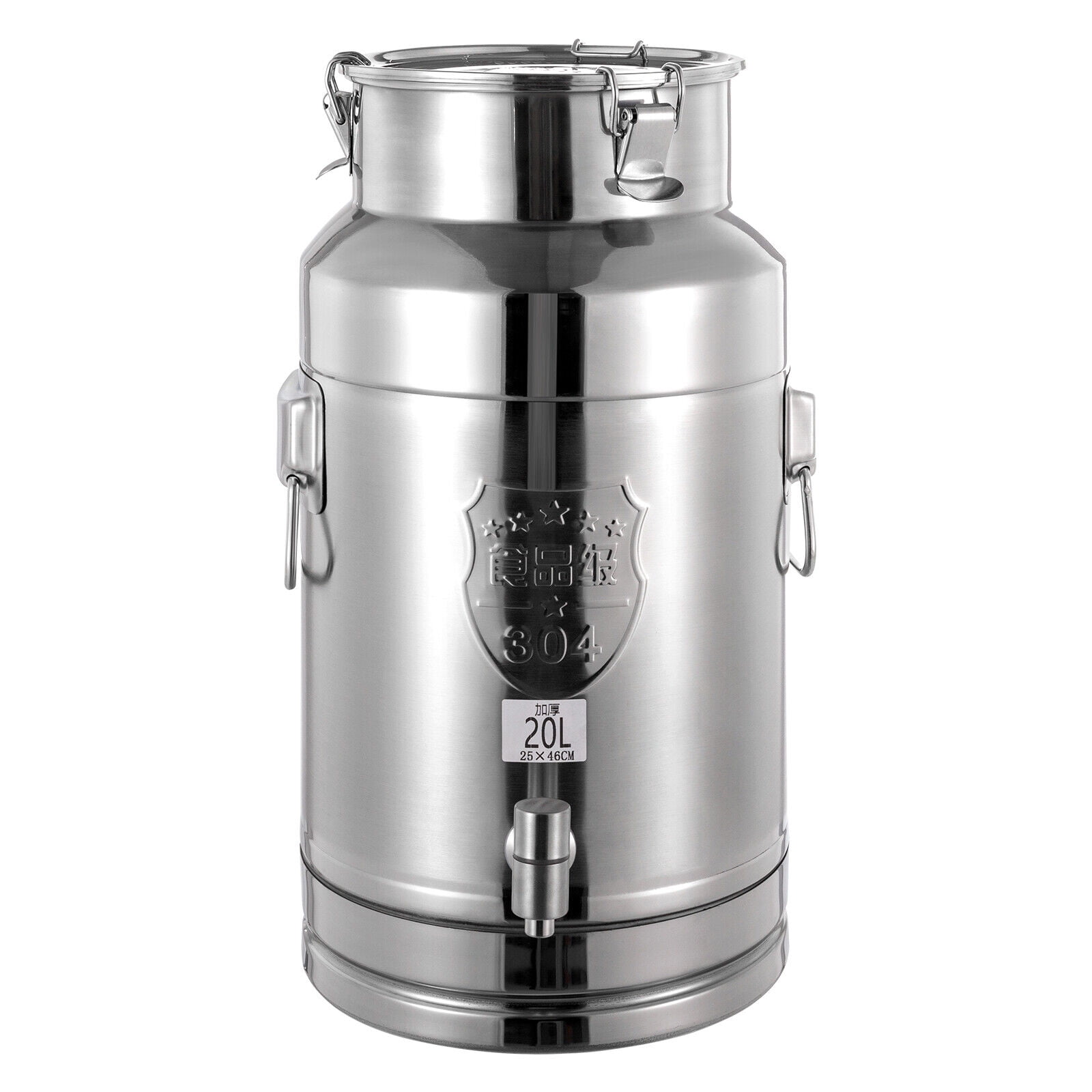 20L Stainless Steel Round Milk Can Oil Pail Storage Bucket Wine Barrel ...