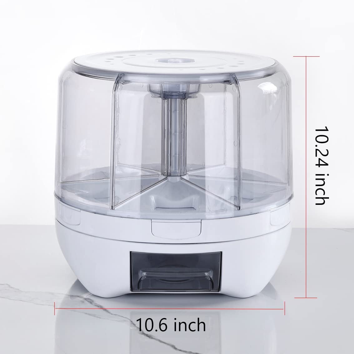 20Lbs Large Grain Dispenser 360 ° Rotating Rice Food Dispenser 6 Grids ...