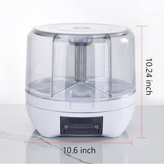 20Lbs Large Grain Dispenser 360 ° Rotating Rice Food Dispenser 6 Grids ...