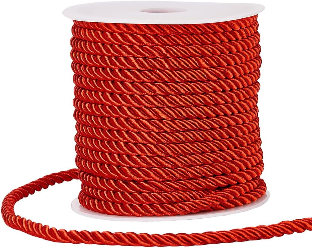 20M/21.87 Yards Decorative Cord Rope Twisted Cording Trim 5mm Red ...