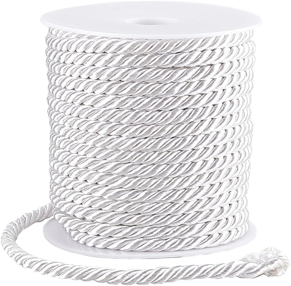 20M/21.87 Yards Decorative Rope Cord Macrame Cord White 5mm Polyester ...