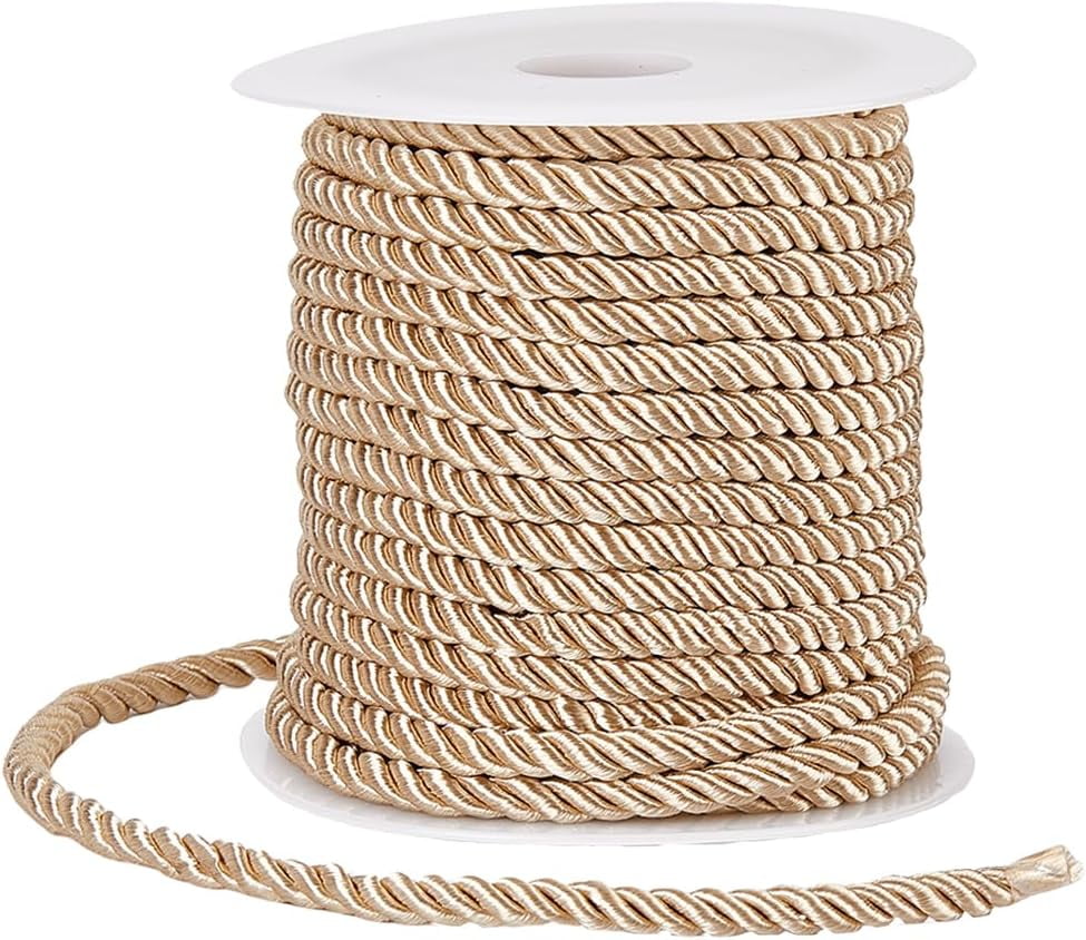 20M/21.87 Yards Twisted Cord Trim Twist Rope 5mm Beige Polyester ...
