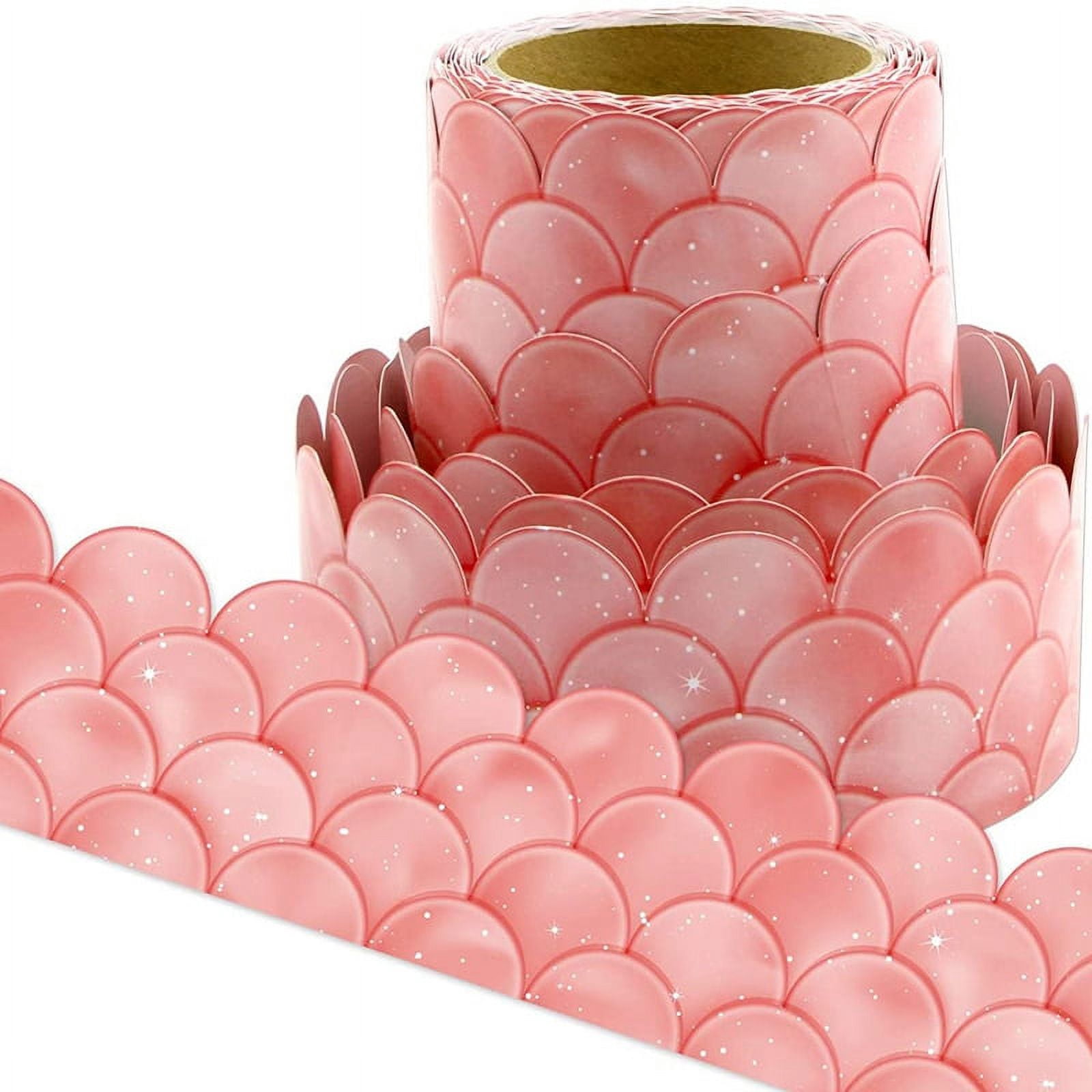 20M Ombre Pink Scallops Bulletin Board Borders Straight Borders ...