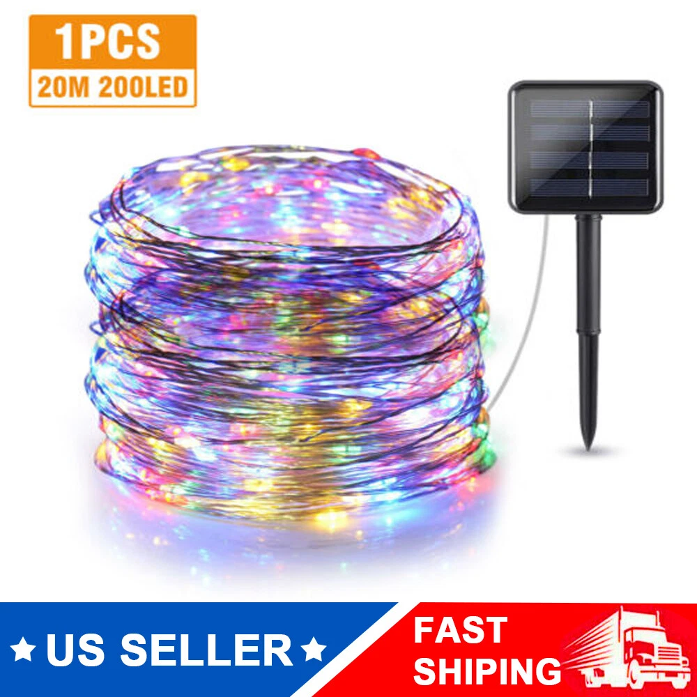 20M Solar Fairy String Light Copper Wire 200 Led Outdoor Waterproof ...