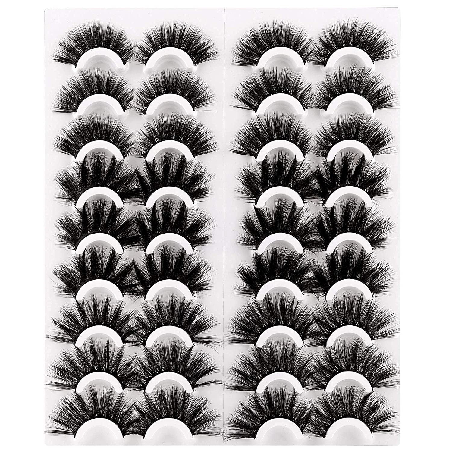20MM False Eyelashes 18 Pairs Dramatic Long Thick Faux Mink Lashes Pack ...
