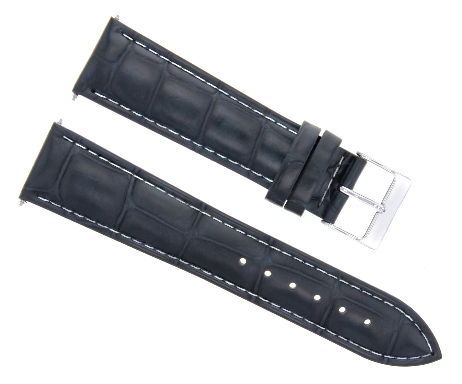20MM LEATHER WATCH STRAP BAND FOR DUNHILL WATCH DARK BLUE WHITE STITCH ...
