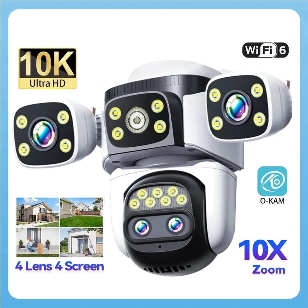 20MP 10K WiFi Security Camera 10X Zoom Four Lenses 720° PTZ Auto-Tracking Waterproof for Outdoor ...