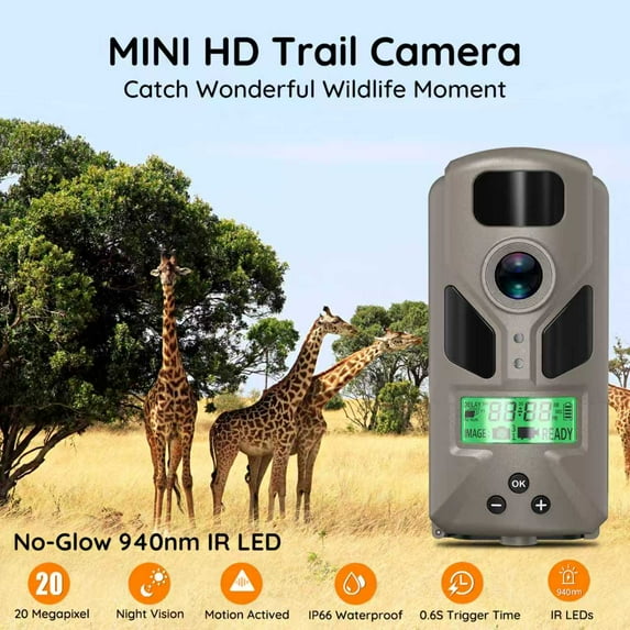 20MP Mini Trail Camera 1080P Hunting Trail Camera with No Glow 940nm ...
