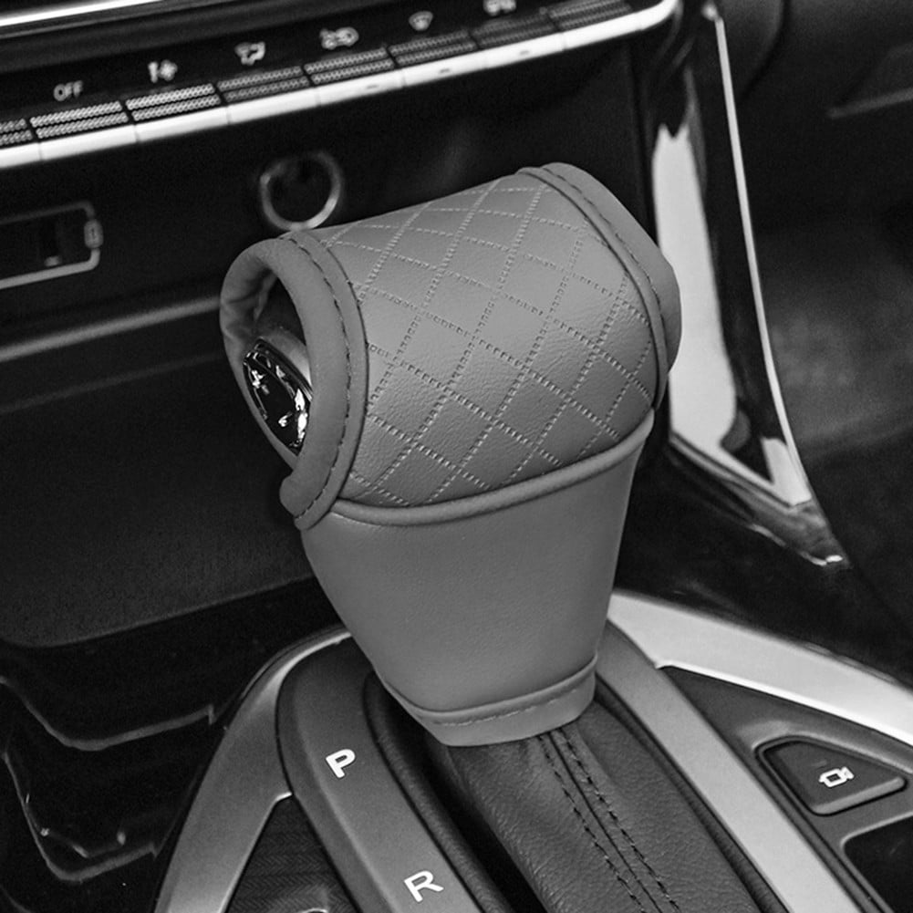Car Gear Shift Cover PU Leather Shift Lever Cover Gearbox Shifter Knob ...