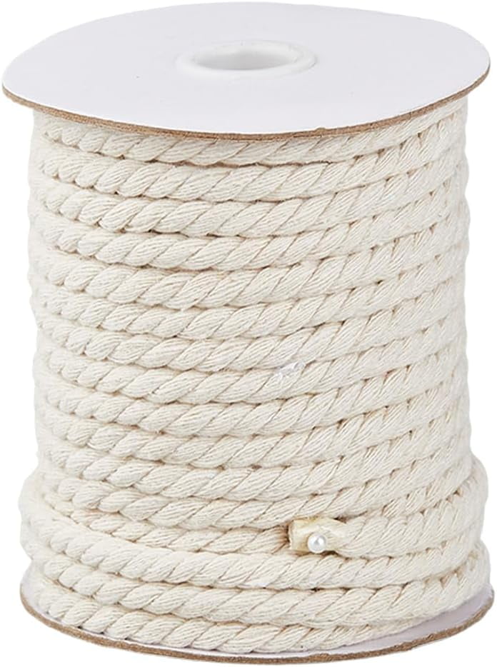 20Mx1/4 Inch Cotton Twisted Cord Natural Cotton Rope 6MM Piping Cords ...