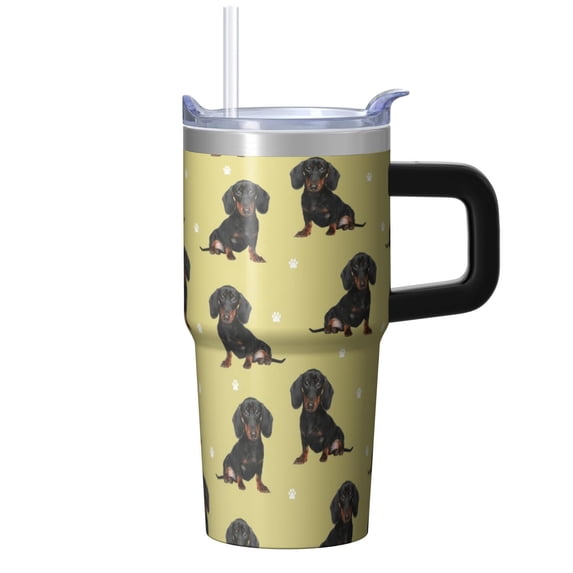 20OZ Cute Dog Tumbler with Handle Straw and Lid Paw Print Travel Coffee ...