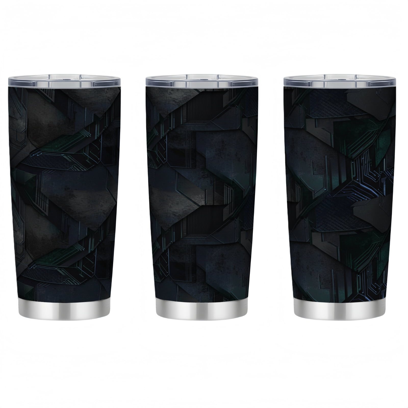 20OZ Dark Geometric Print Stainless Steel Insulated Tumbler with Straw ...