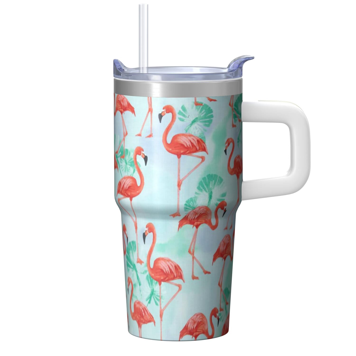 20OZ Flamingo Tumbler with Handle Insulated Travel Cup Unique Birthday ...
