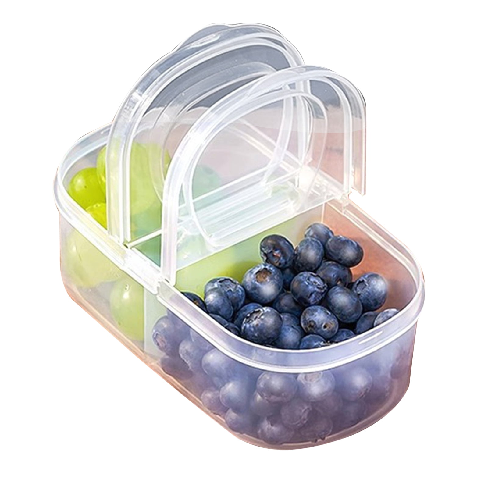 20OZ Food Storage Box Transparent Two Compartments 90 Degree Opening ...