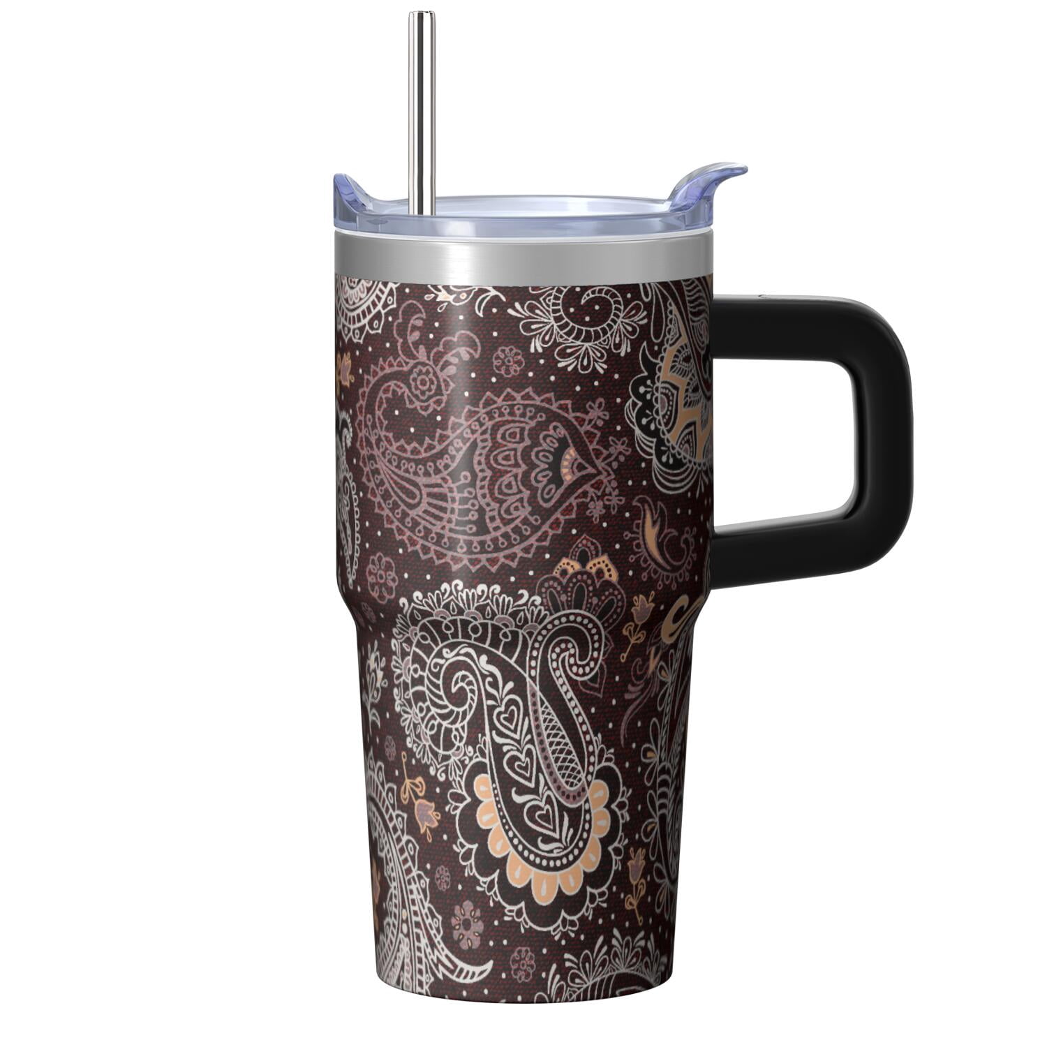 20OZ Insulated Travel Coffee Cup Paisley Pattern Stainless Steel Mug ...