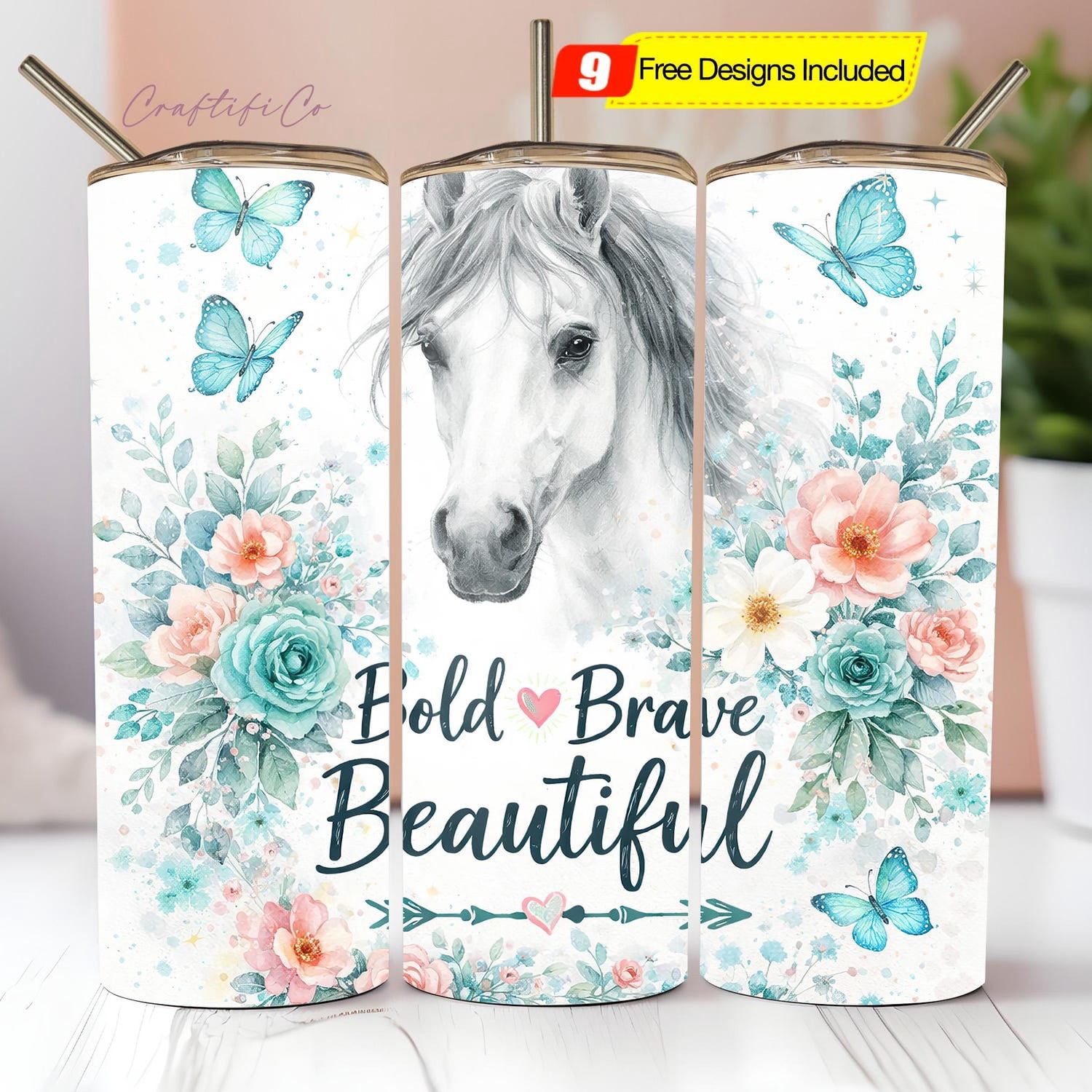 20Oz Floral Horse Tumbler , 20Oz Sublimation , Affirmation Horse 20Oz ...