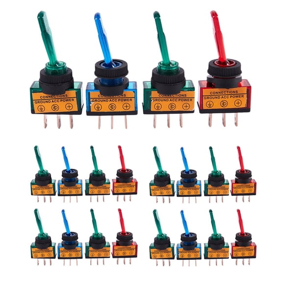 20PC 12V DC 20A LIGHT ILLUMINATED TOGGLE SWITCH CONTROL CAR BOAT DASH ...