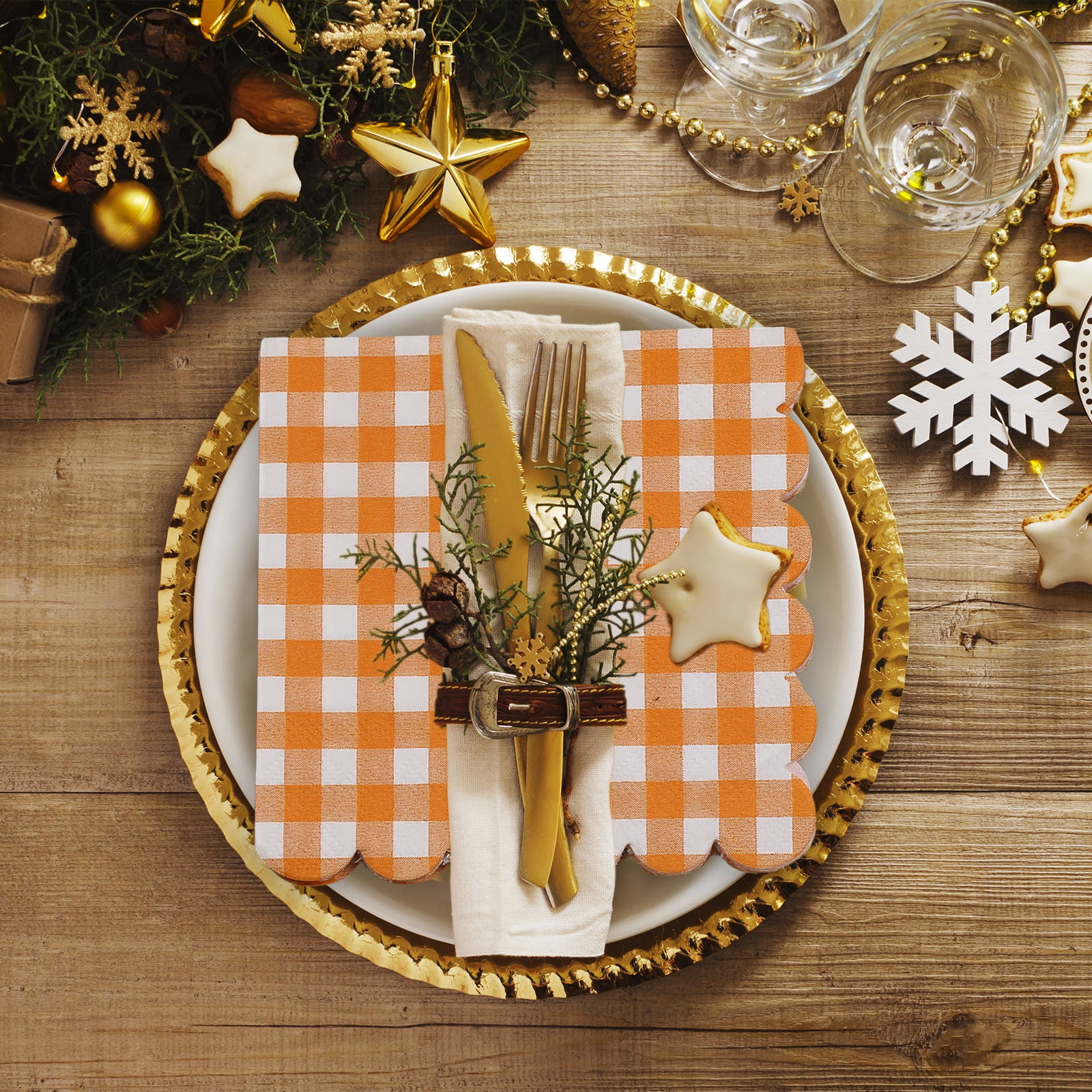 20PC Disposable Fall Paper Napkins, Thanksgiving Plaid Napkins Plaid ...