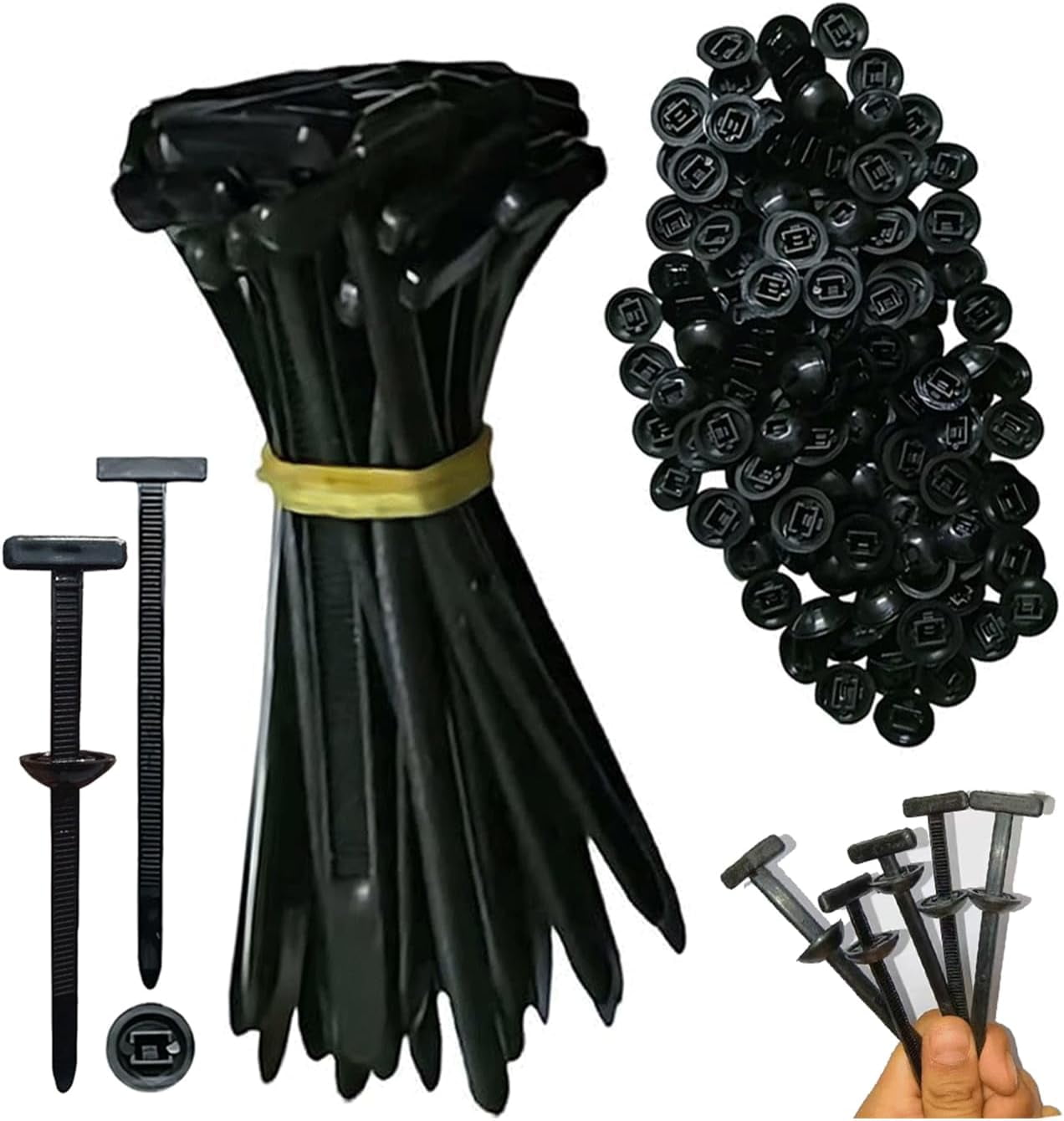 20PC Nylon Universal Cable Tie Buckle,Heavy Duty Self-Locking Zip Ties Holder with Pin&Button ...