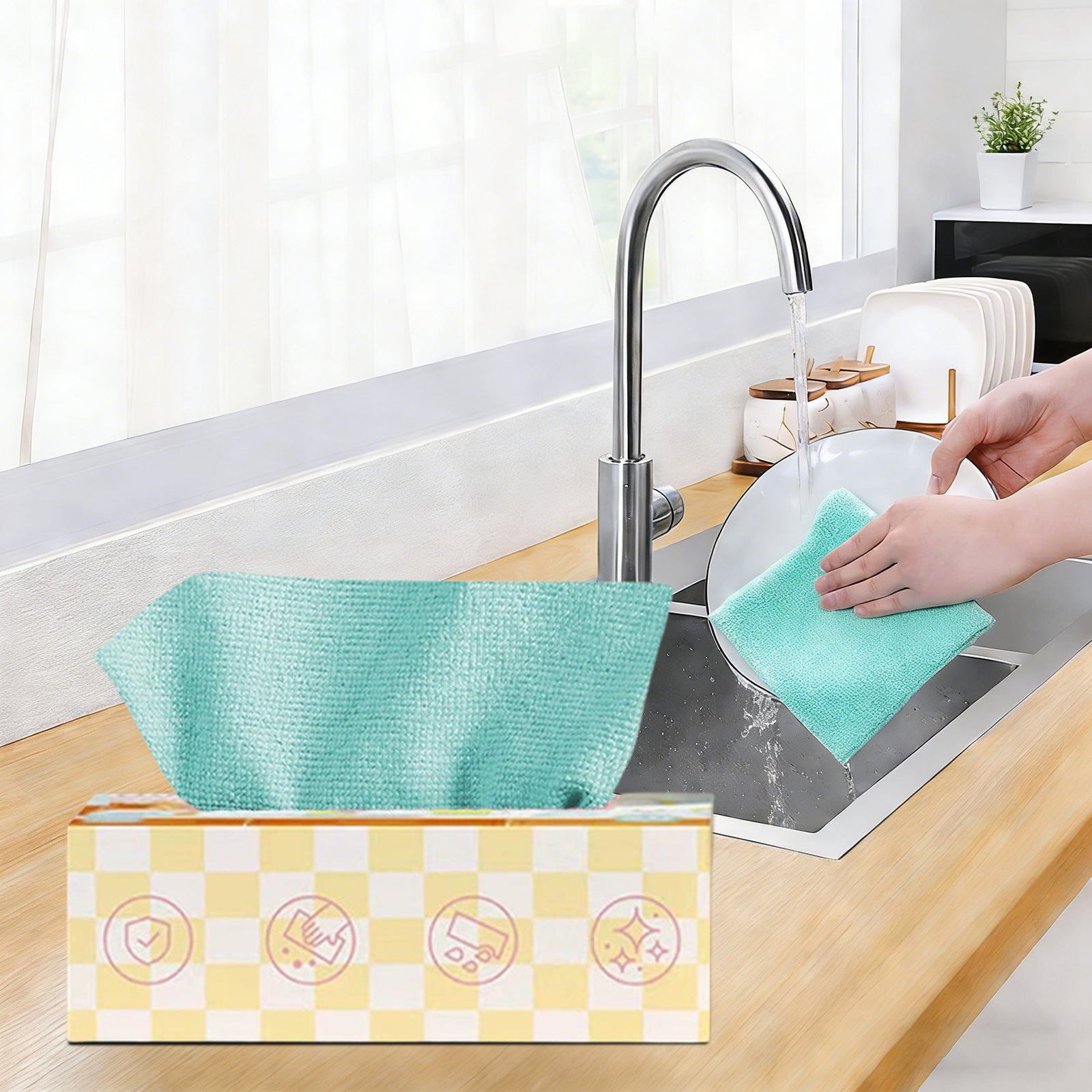 20PC Thickened Disposable Kitchen Cloth - Washable Dry-Wet Dual-Use ...