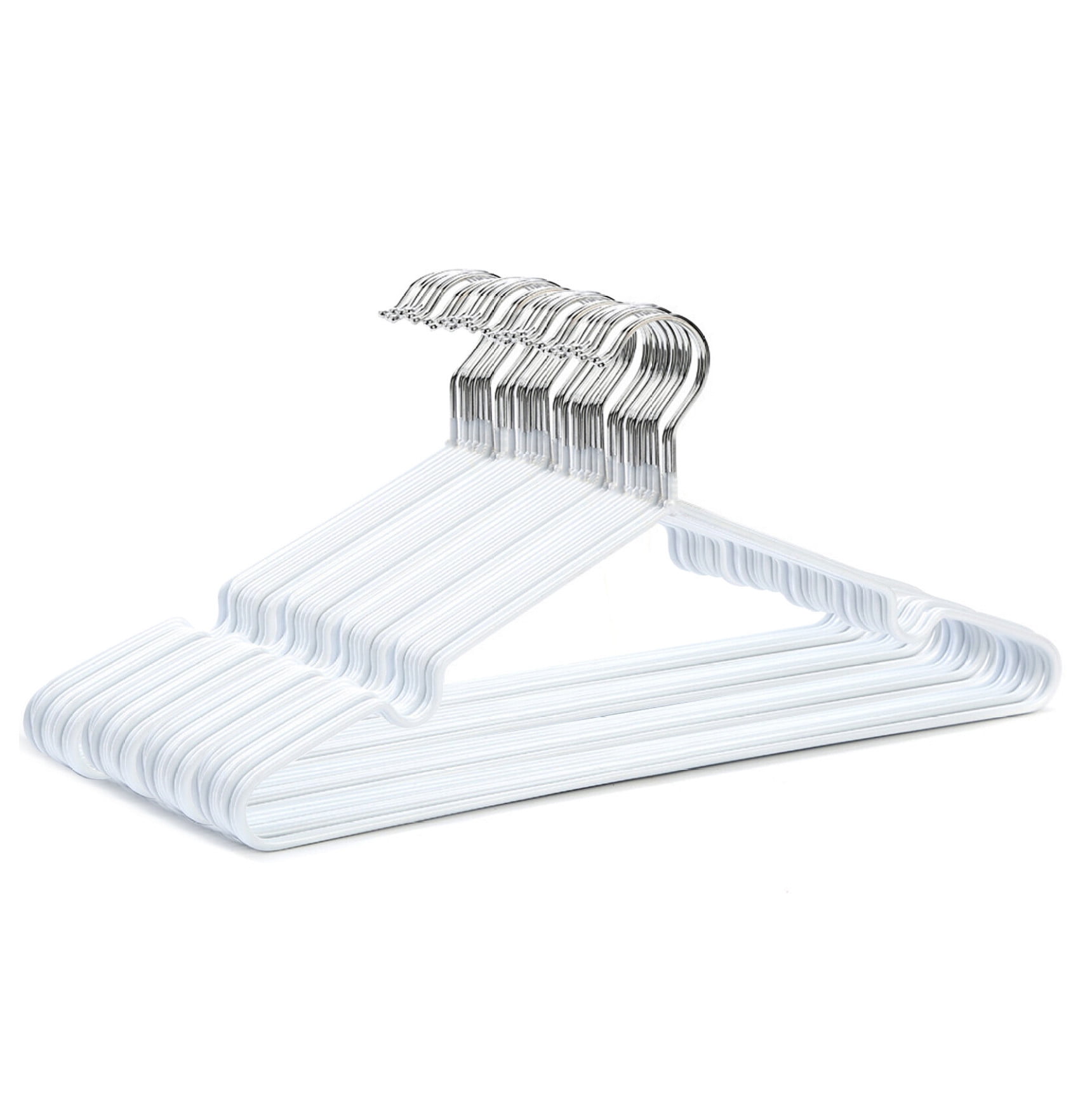 20PC White Heavy Duty Metal Wire Hangers 16" Strong Standard Coat ...