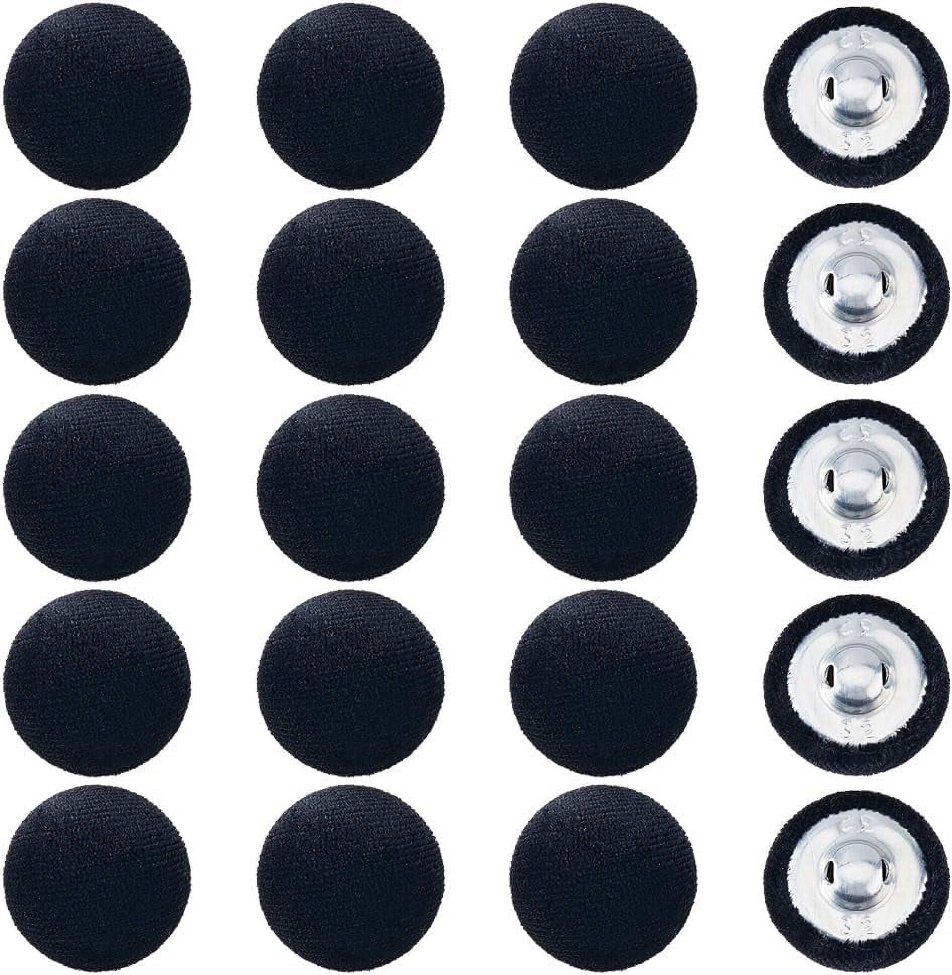 20PCS 0.78inch Black Fabric Cloth Covered Buttons Aluminum Shank Round ...