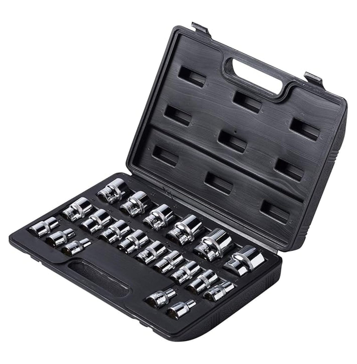 20PCS 1/2" Drive Metric Socket Set, Industrial Grade 6-Point Standard ...