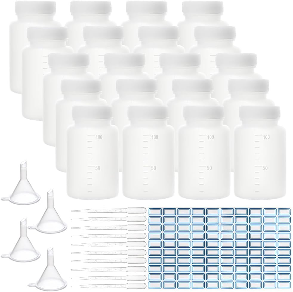 20PCS 100ml Wide Mouth Plastic Bottles Plastic Liquid Reagent Bottles ...