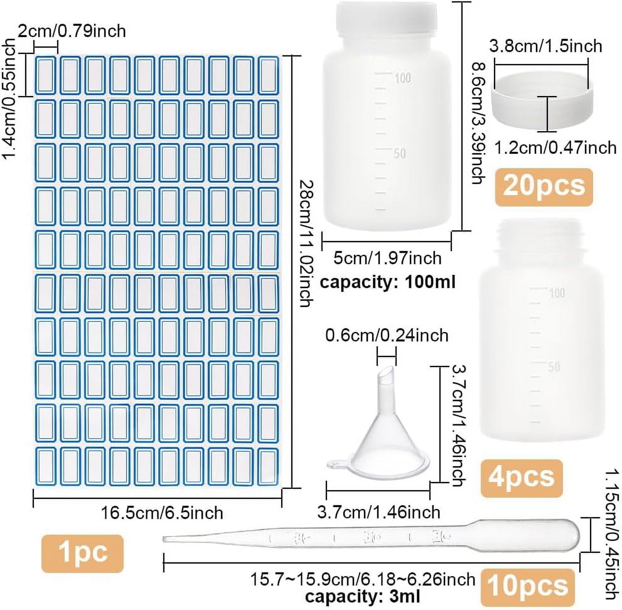 20PCS 100ml Wide Mouth Plastic Bottles Plastic Liquid Reagent Bottles ...
