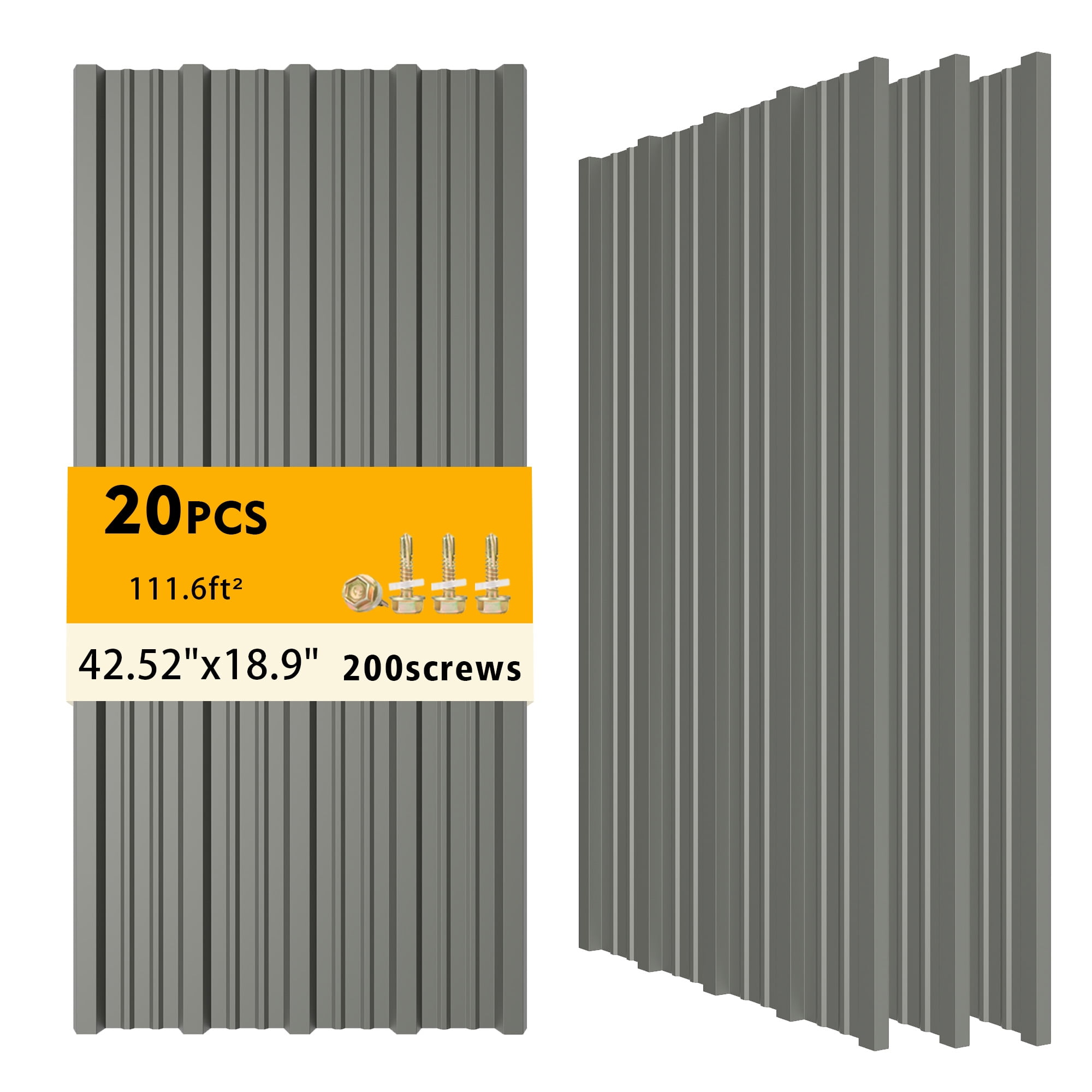 20PCS 111ft² Metal Roofing Panels 42.52”x 18.9” Corrugated Metal Sheets ...