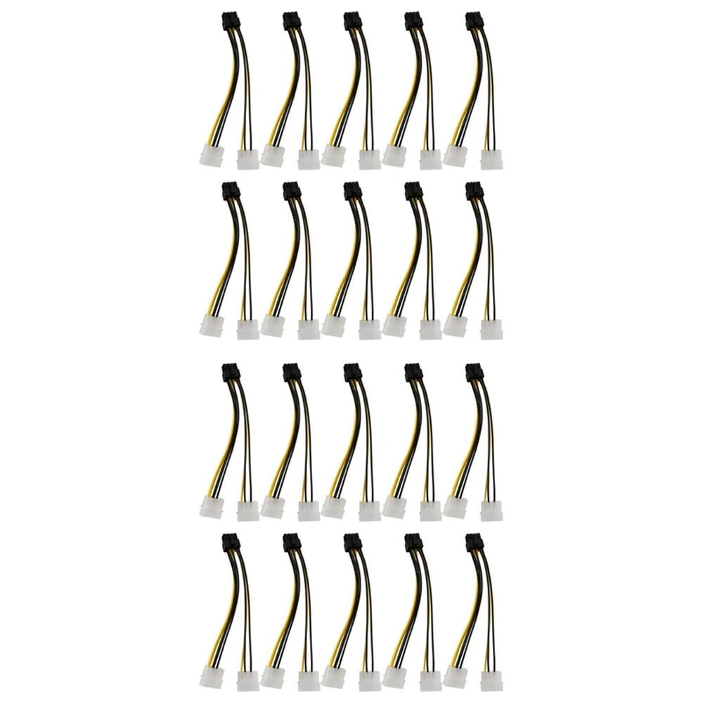 20PCS 2 Molex 4 Pin To 8-Pin PCI Express Video Card Pci-E ATX PSU Power ...