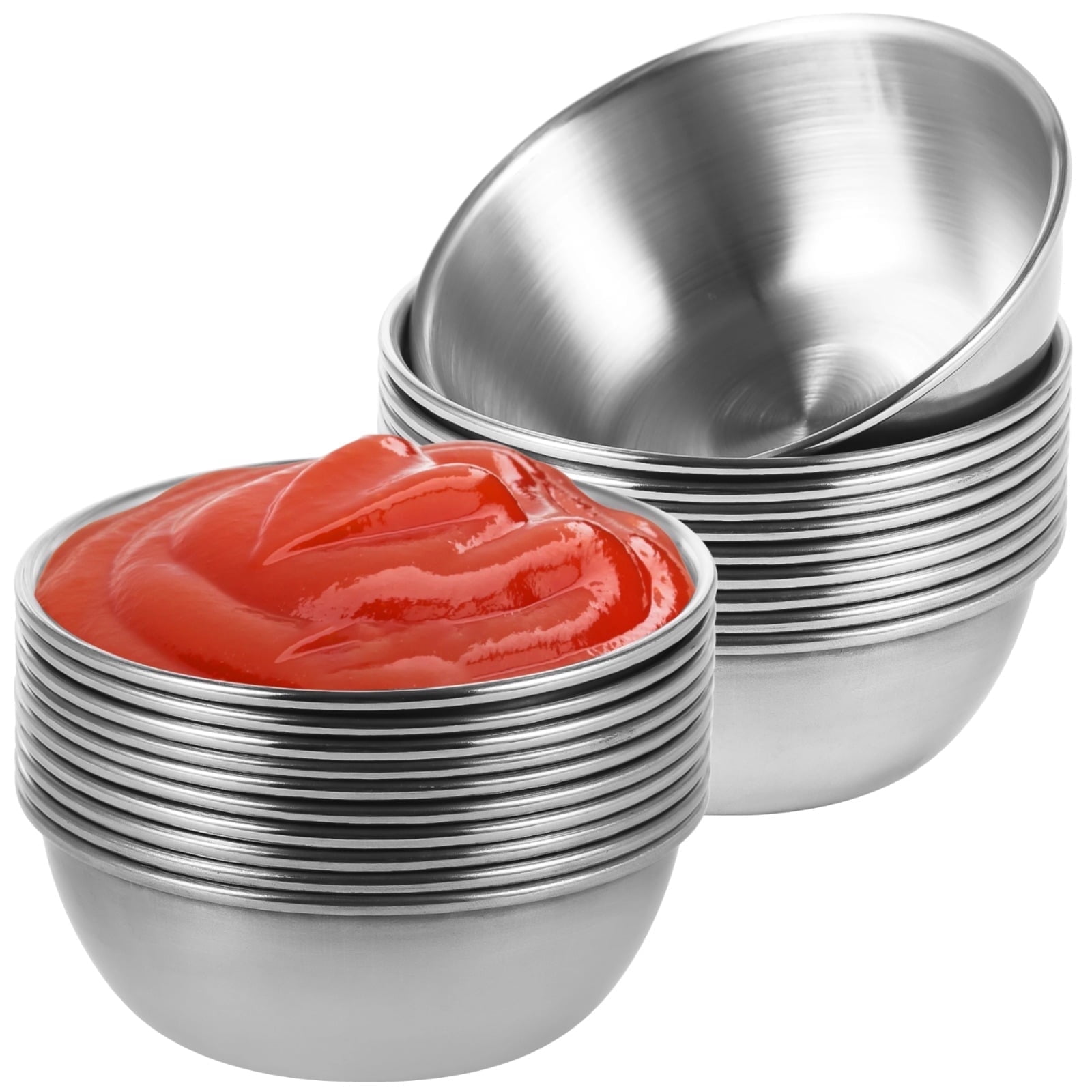 20 Pcs 3.5oz Stainless Steel Prep Bowls, Stackable 3.2 inch Mini Sauce ...