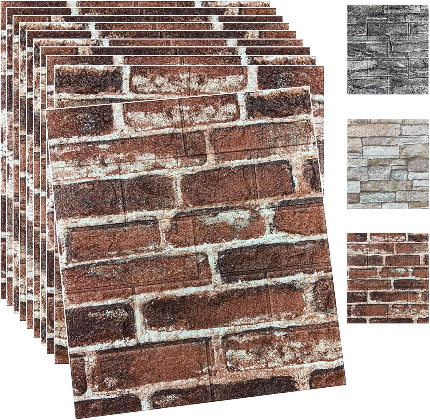 20PCS 3D Wall Panels Peel and Stick Foam 3D Brick Wallpaper Peel and ...