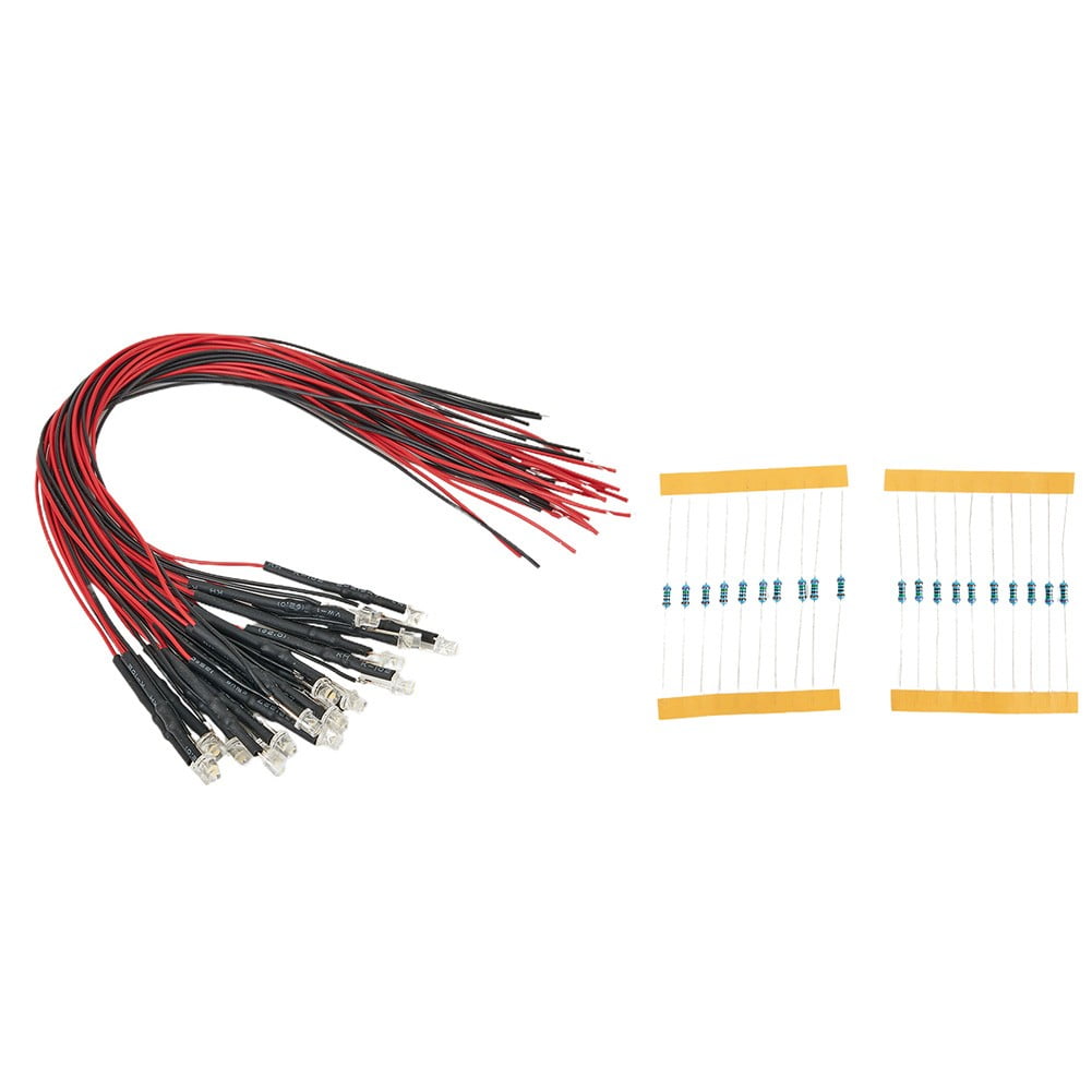 20PCS 3mm LED 12-18V Pre-wired White Red Green Blue Yellow UV RGB Diode ...