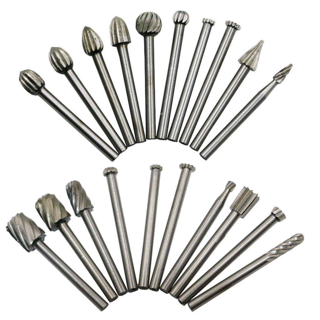 20PCS 3mm Shank HighSpeed Steel Rotary Burr Set Deburring Polishing ...