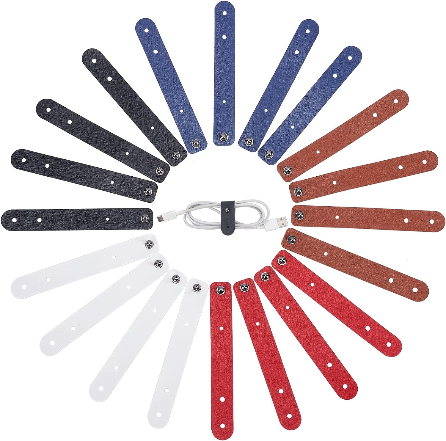 20PCS 5 Colors Reusable Leather Cable Straps Fastening Ties Cord ...