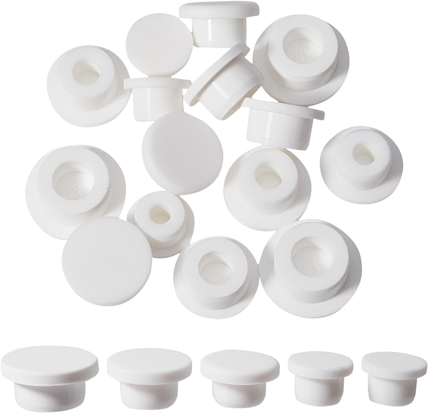 20PCS 5 Sizes White Waterproof Silicone Stopper Bottle Seal Plug Tube ...