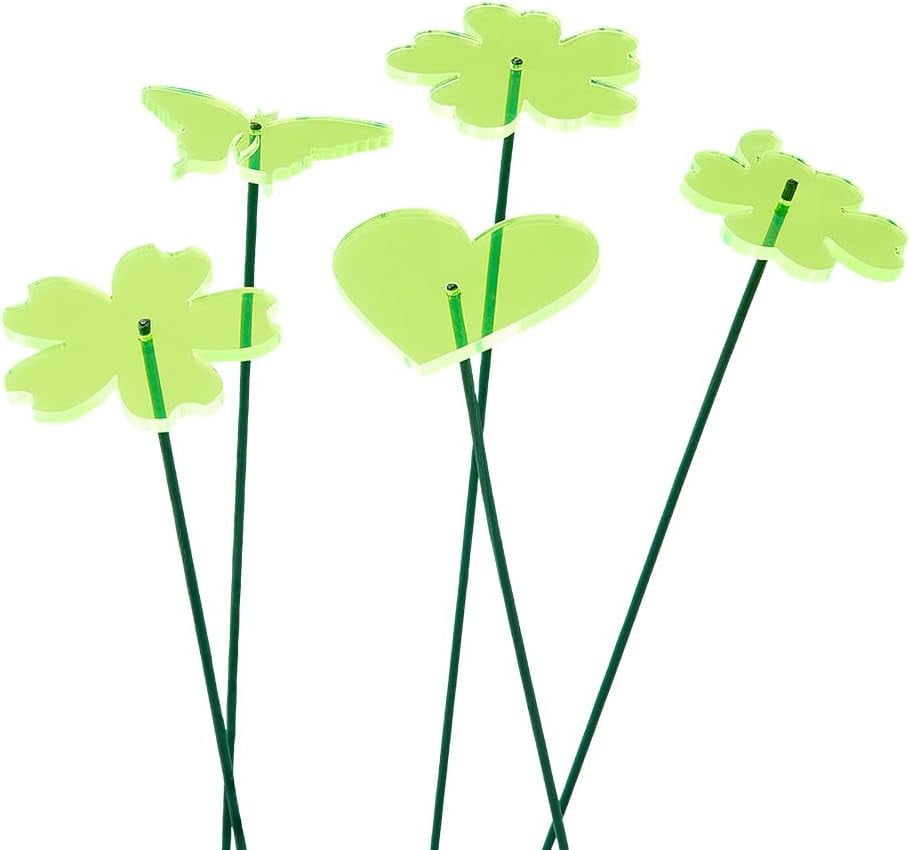 20PCS 5 Style Garden Stake Decor Chartreuse Decorative Garden Stakes 10 ...