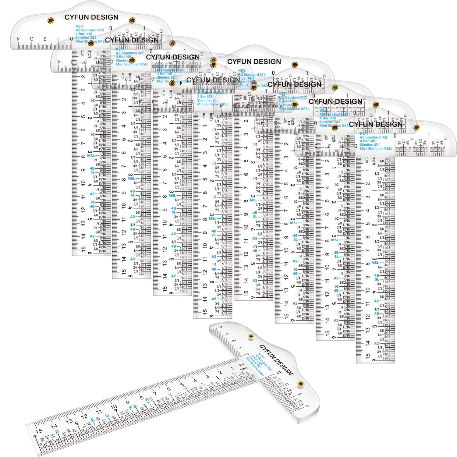20PCS 6 Inches/15cm Acrylic Clear T-Square Ruler, Inches and Metric, T ...