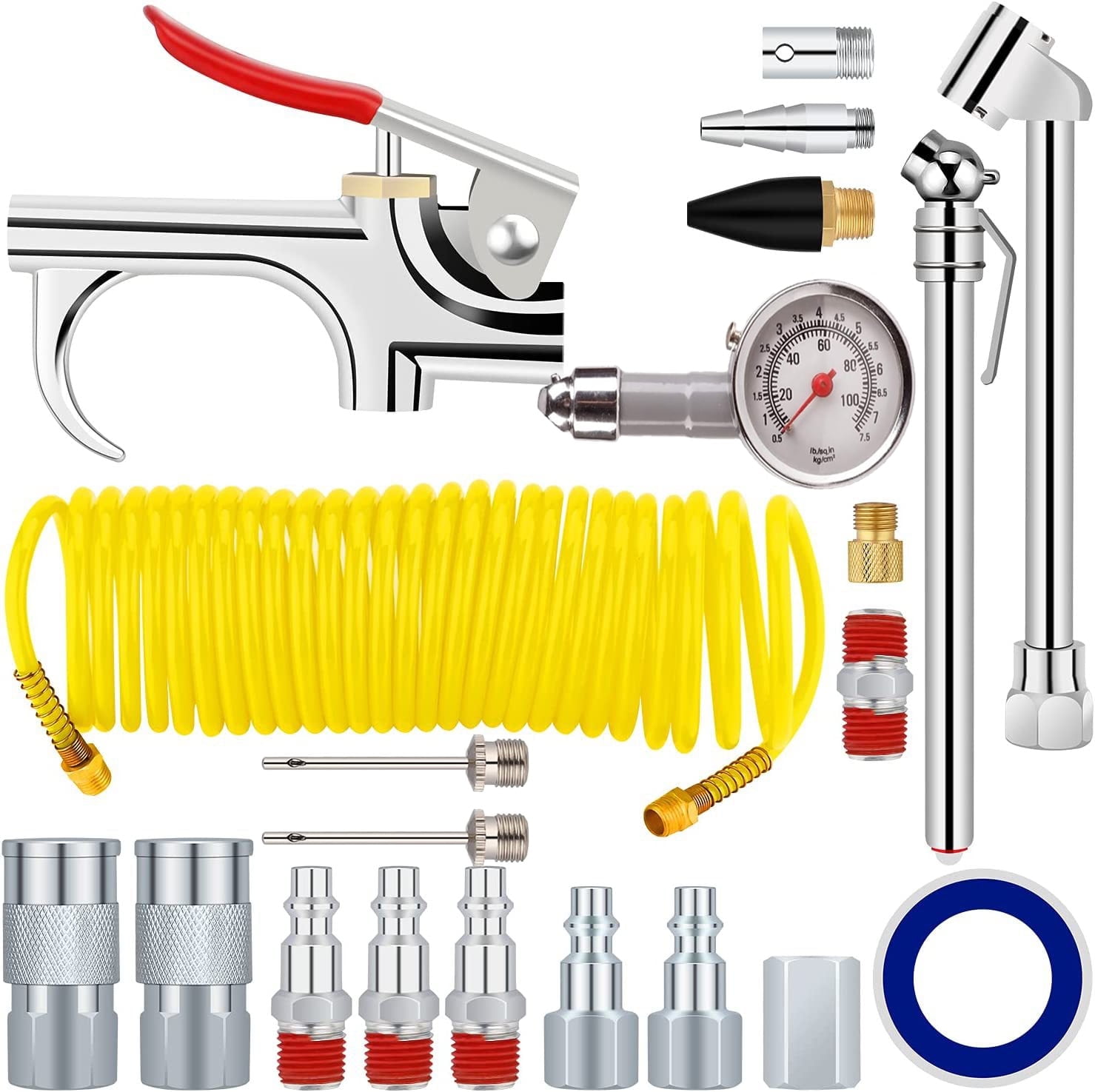 21PCS Air Compressor Accessory Kit with Hose, 1/4 Inch NPT Air Tool Kit ...