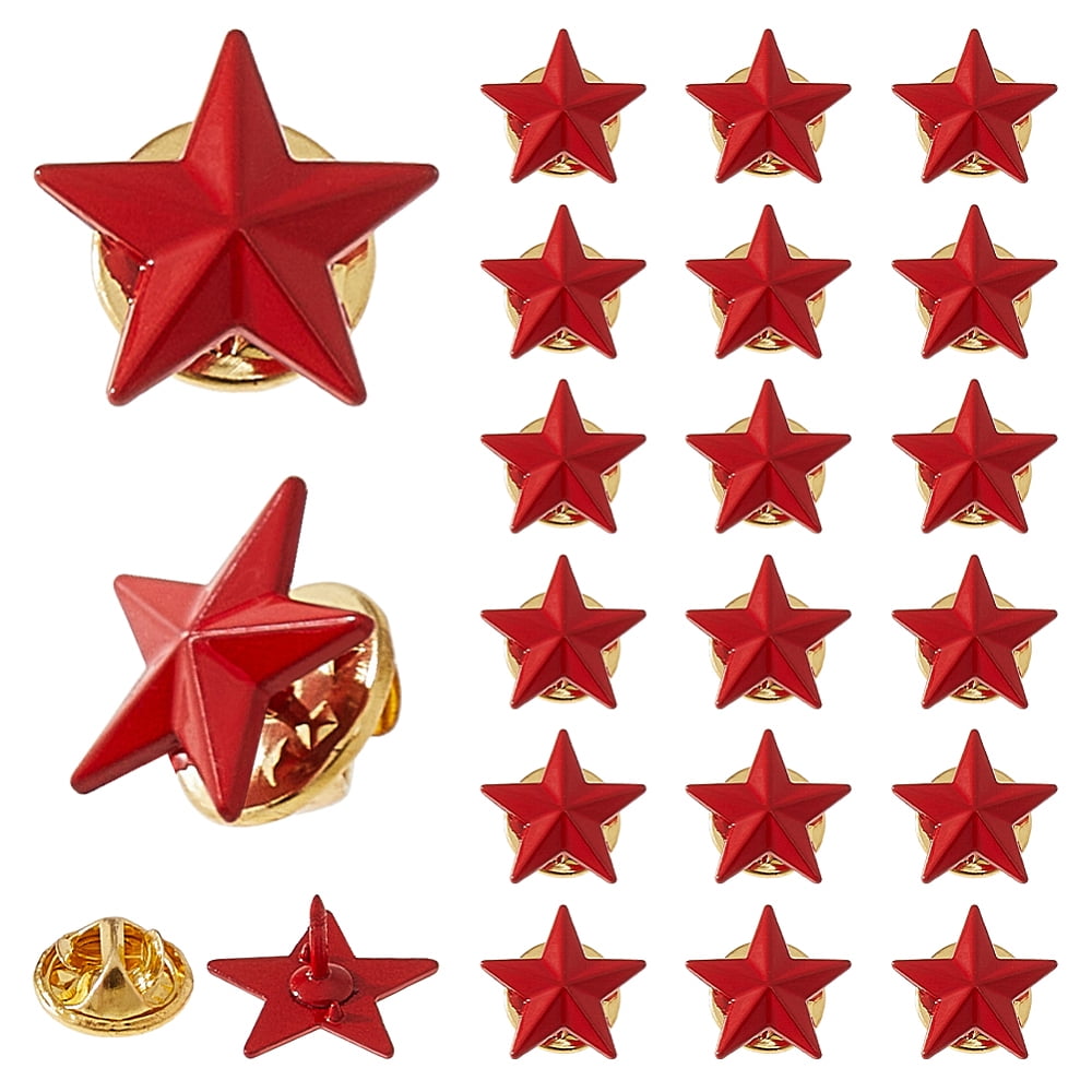 20PCS Alloy Star Brooch Pins 2.5cm Star Badge Lapel Pin July Memorial ...
