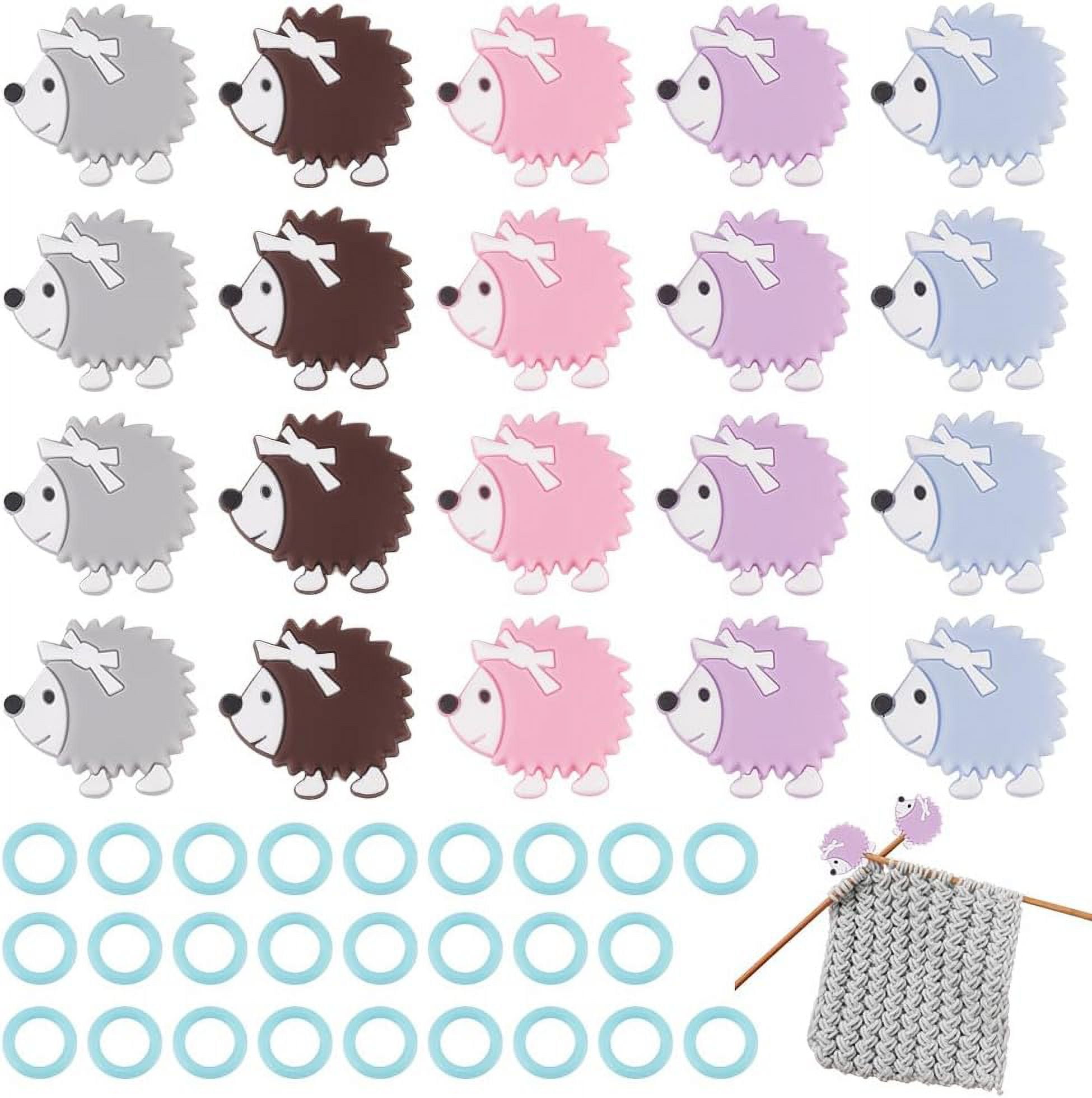 20PCS Animal Hedgehog Silicone Knitting Stitch Protector 60PCS Plastic ...