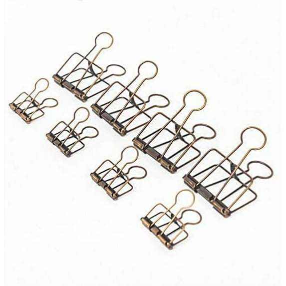 20PCS Assorted Size Skeleton Binder Clips Rustic Antique Brass Paper ...