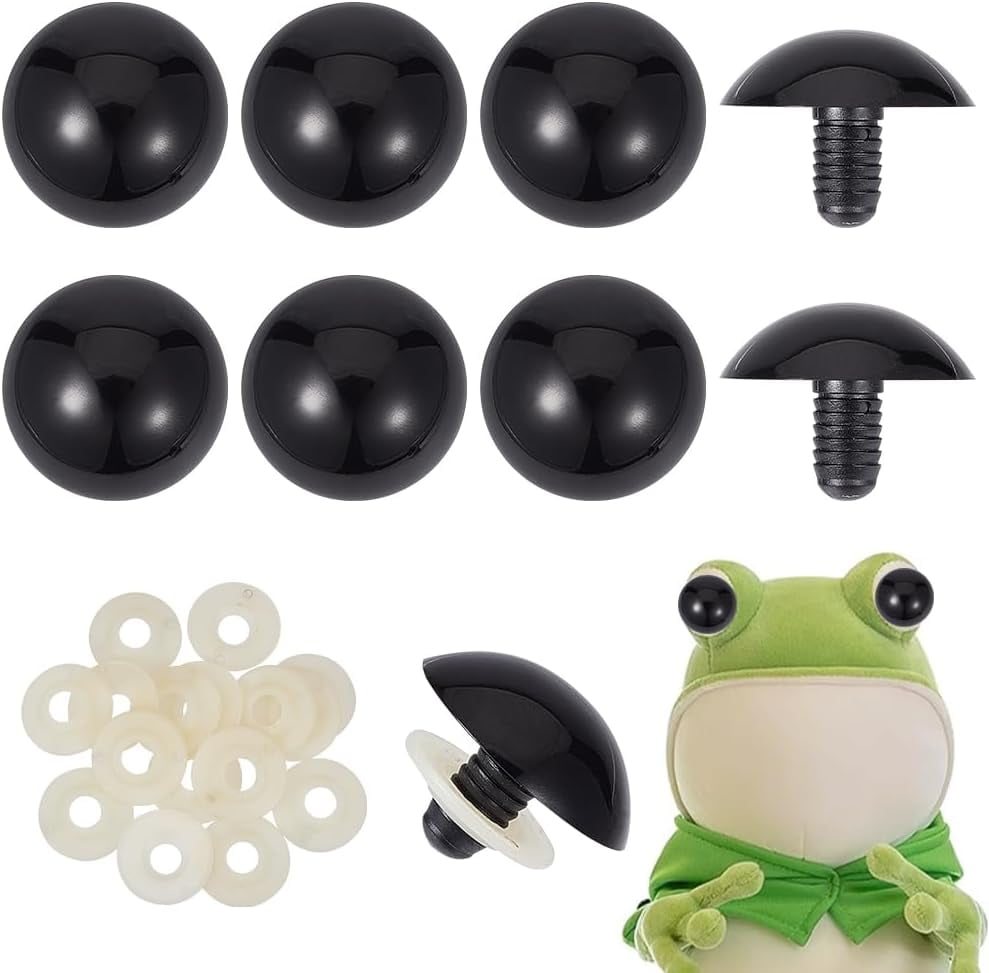 20PCS Big Safety Eyes for Amigurumi Crochet 30mm Black Craft Eyes with ...