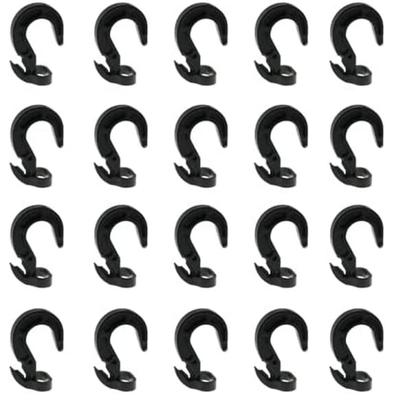 20PCS Black Plastic Adjustable Hooks Elastic Rope Binding Rope Hook ...