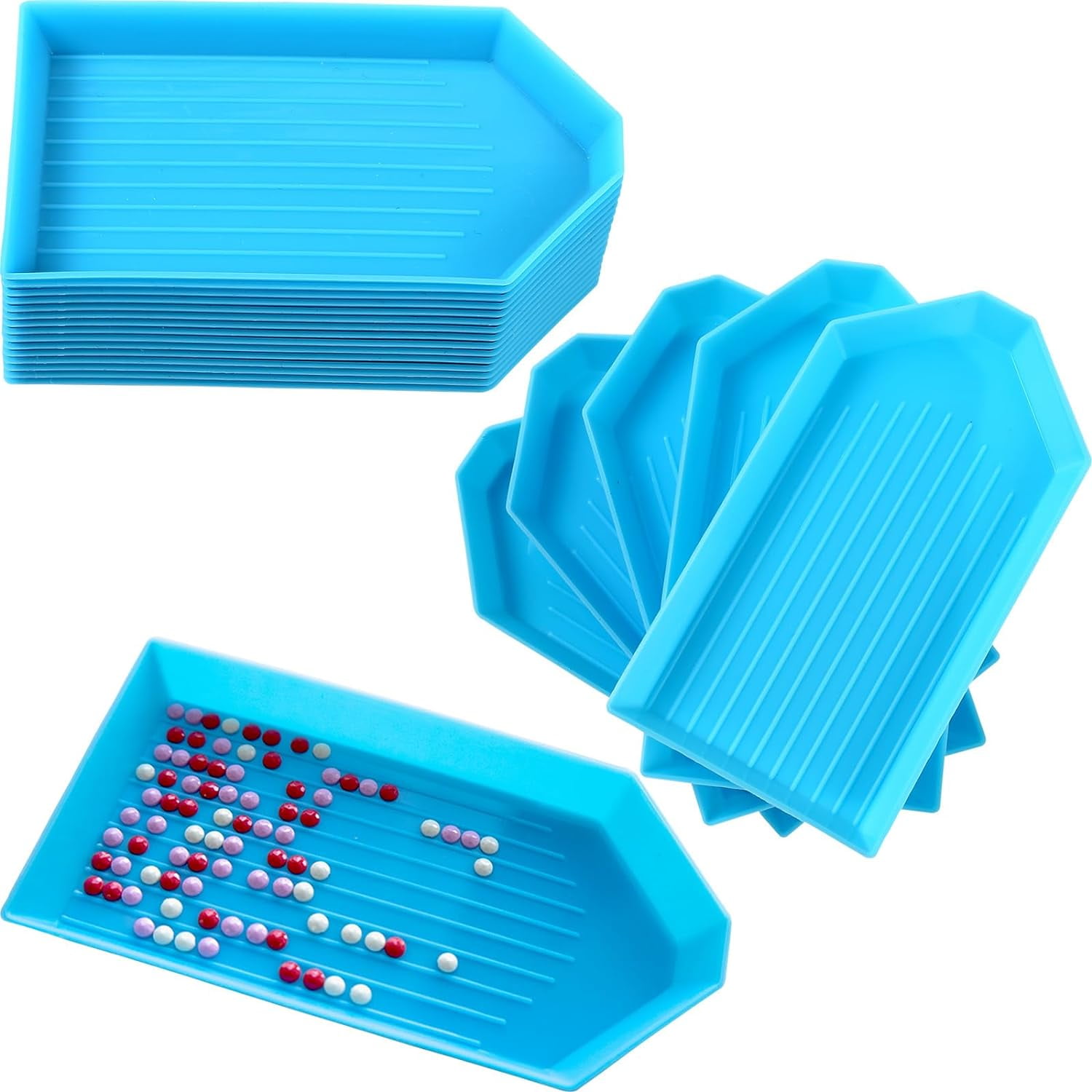 20PCS Blue Plastic Diamond Painting Trays,3.5inches x 1.9inches Bead ...