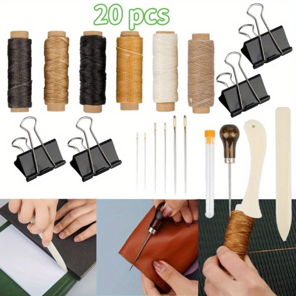 20PCS Bookbinding Tools, Bone Folder Creaser Waxed Linen Thread Wood ...