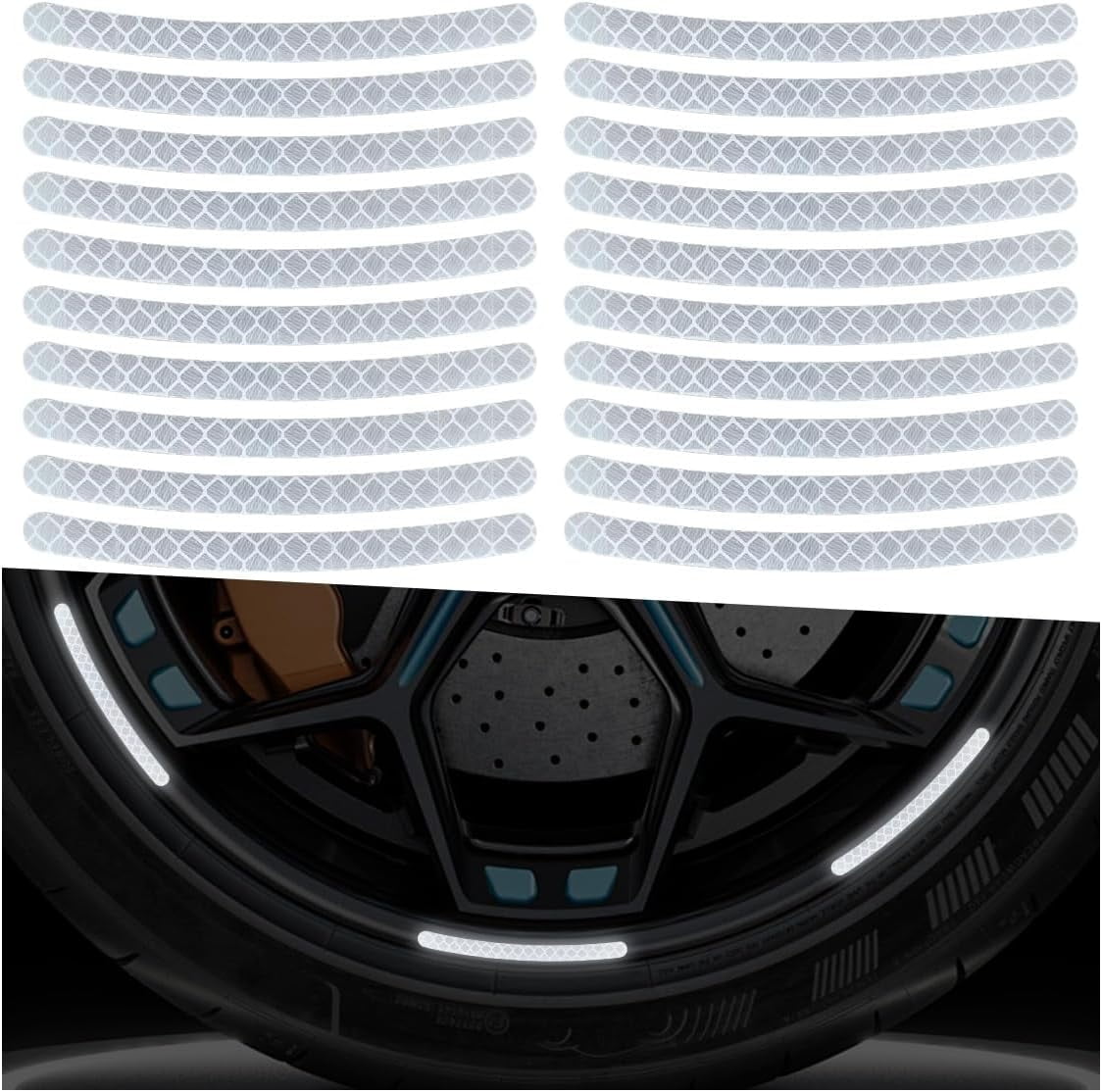 20PCS Car Wheel Reflective Stickers, Anti-Scratch Reflective Rim Stripe ...